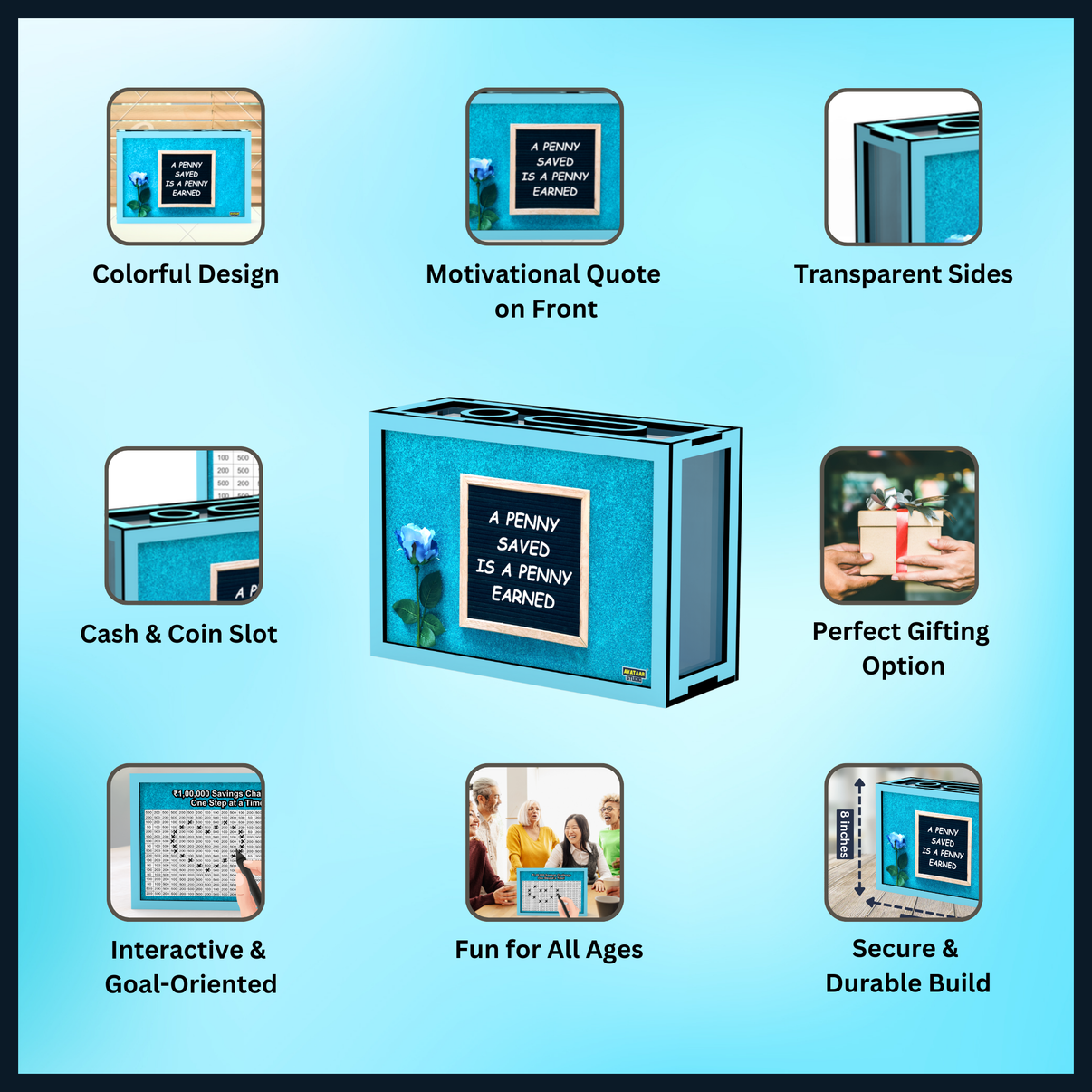 Colorful Money Saving Box for Adults & Kids, Coin Box, Savings Box, Pi ...