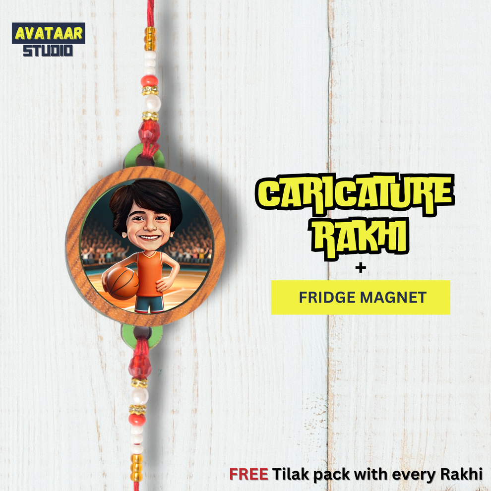 Personalized Caricature Rakhi with Fridge Magnet Unique Rakhi for Brot ...